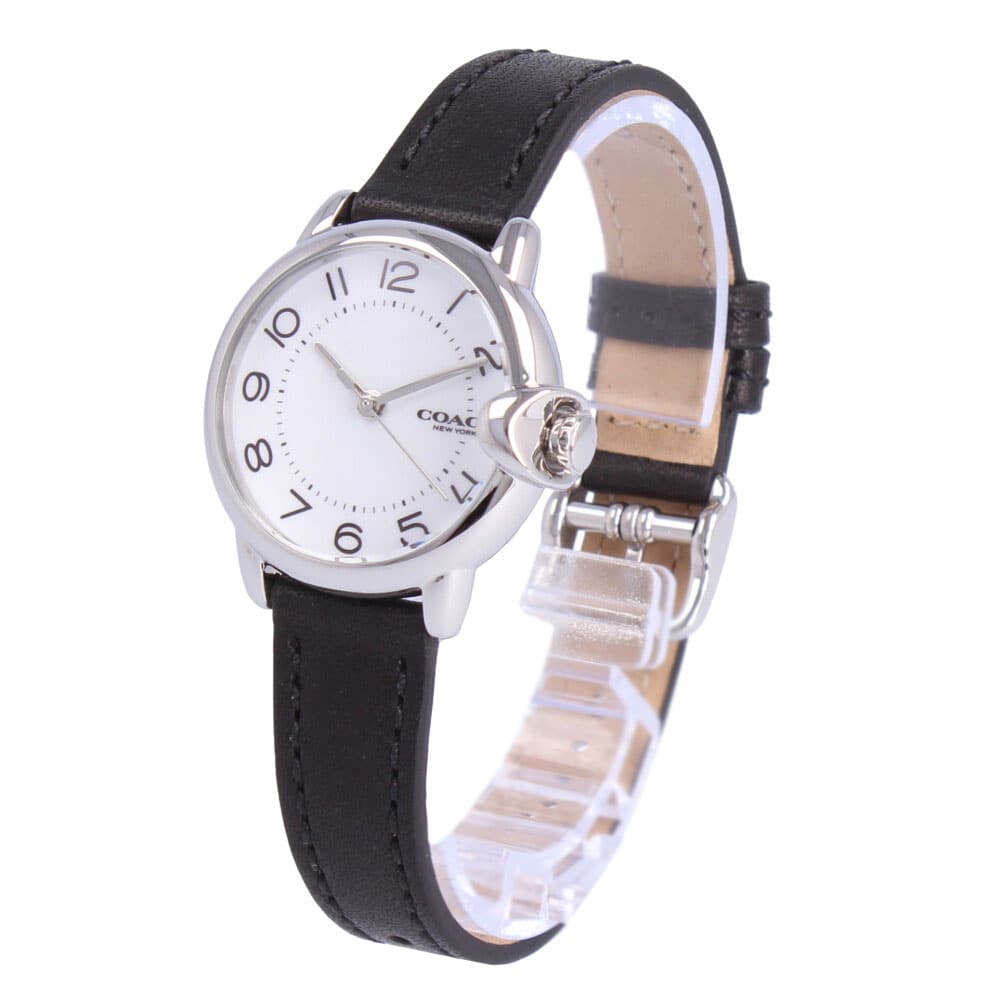 [New]COACH coach Arden Arden clock Ladies quartz leather Black silver ...