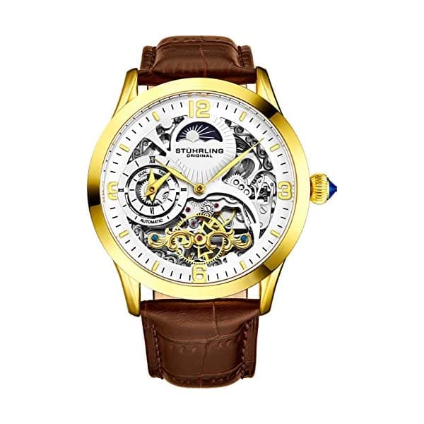 [New]Leather genuine leather clock Stuhrling Original Automatic Watch ...