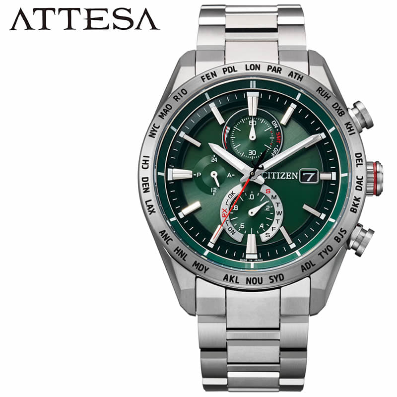 [New]CITIZEN ATTESA Citizen ATTESA mens green Silver clock AT8181-63W ...