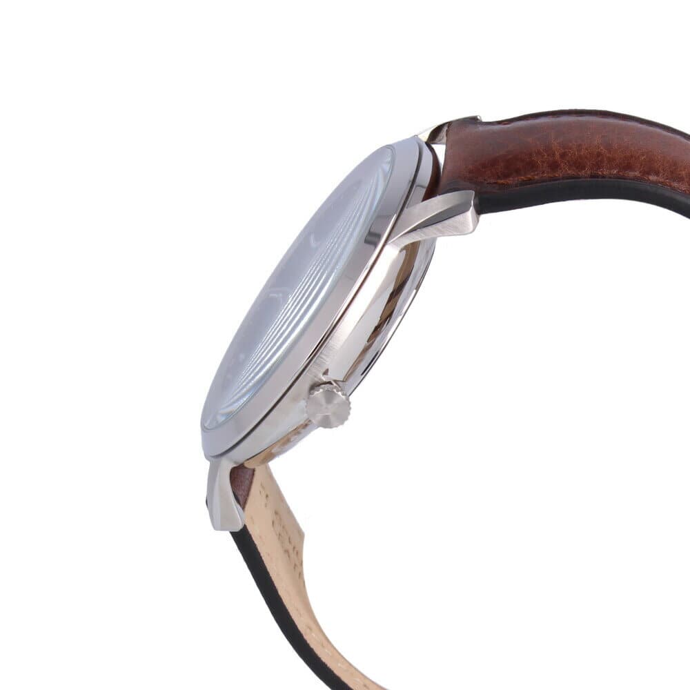 [New]FOSSIL Fossil clock mens quartz leather brown silver-blue FS5839 ...