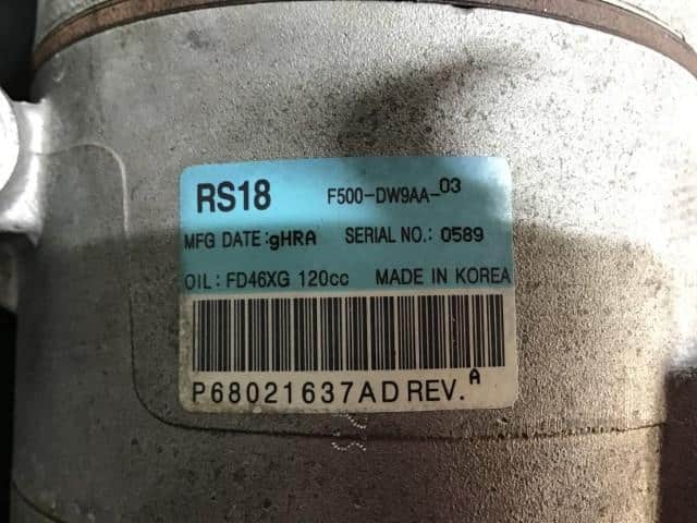 [Used]A/C Compressor CHRYSLER Chrysler 300 2012 ABA-LX36 68294506AC ...