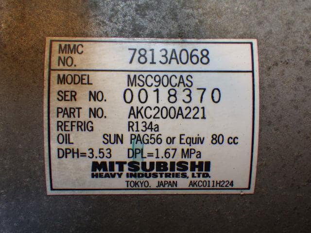[Used]A/C Compressor MITSUBISHI Outlander 2006 DBA-CW5W 7813A068 - BE ...