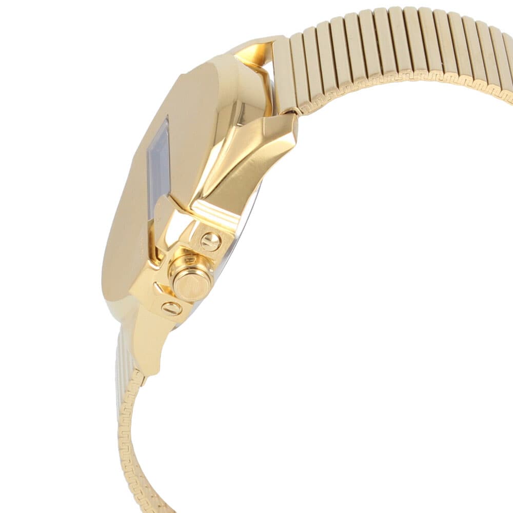 [New]DIESEL diesel clock mens quartz digital Stainless metal Gold ...