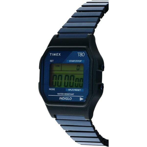 [New]Timex mens 34mm T80 Resin Case Digital Dial Blue/Digital/Blue - BE ...