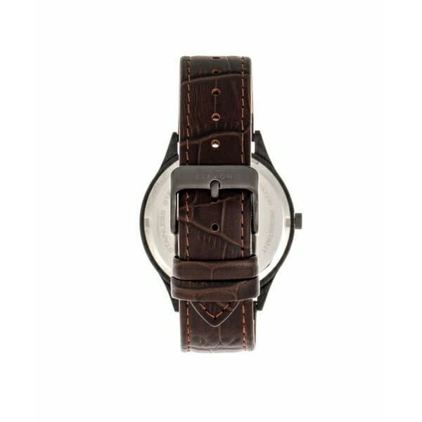 [New]Elevon mens Men's Concorde Genuine Leather Strap Watch 41mm Brown ...