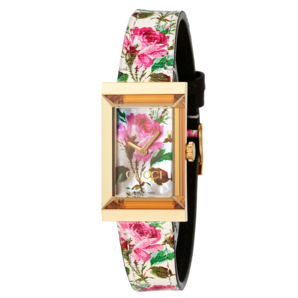 [New]Gucci GUCCI G frame Ladies clock quartz white pearl X pink ...