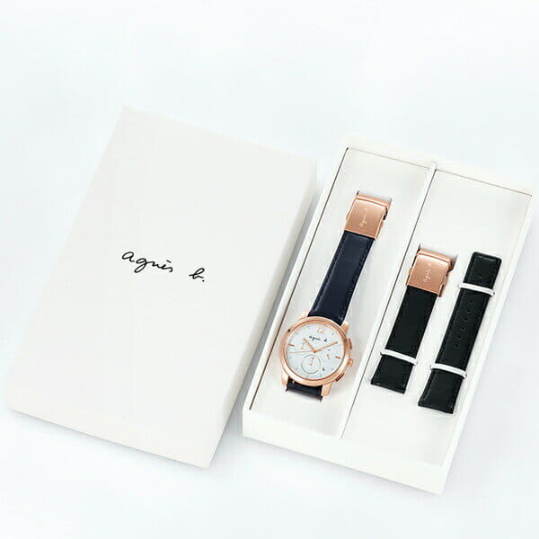 [New]Agnes b. agnes b HOMME quartz Stainless case calf-leather belt ...
