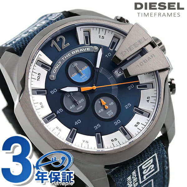 [New]Diesel clock mega chief 53mm Chronograph denim mens DZ4541 DIESEL ...