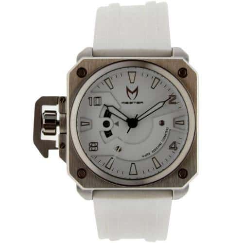 [New]Meister chief rubber strap clock silver Silver white white mens ...