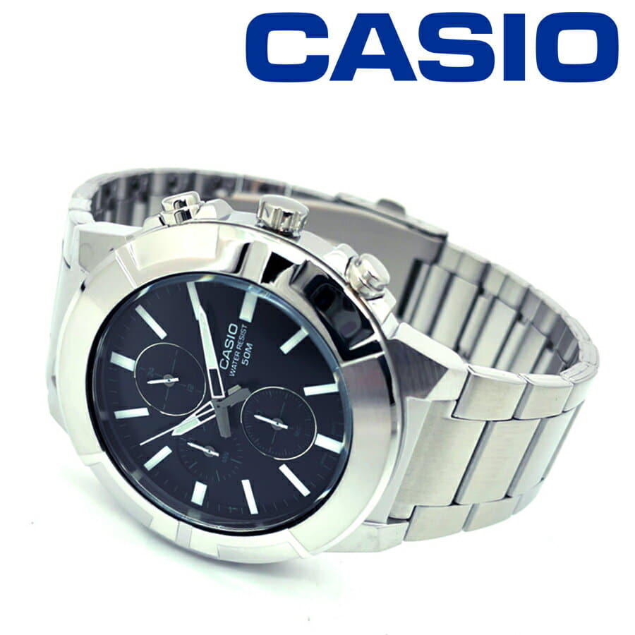 [New]Casio CASIO mens 50m waterproofing quartz Black Silver Stainless ...