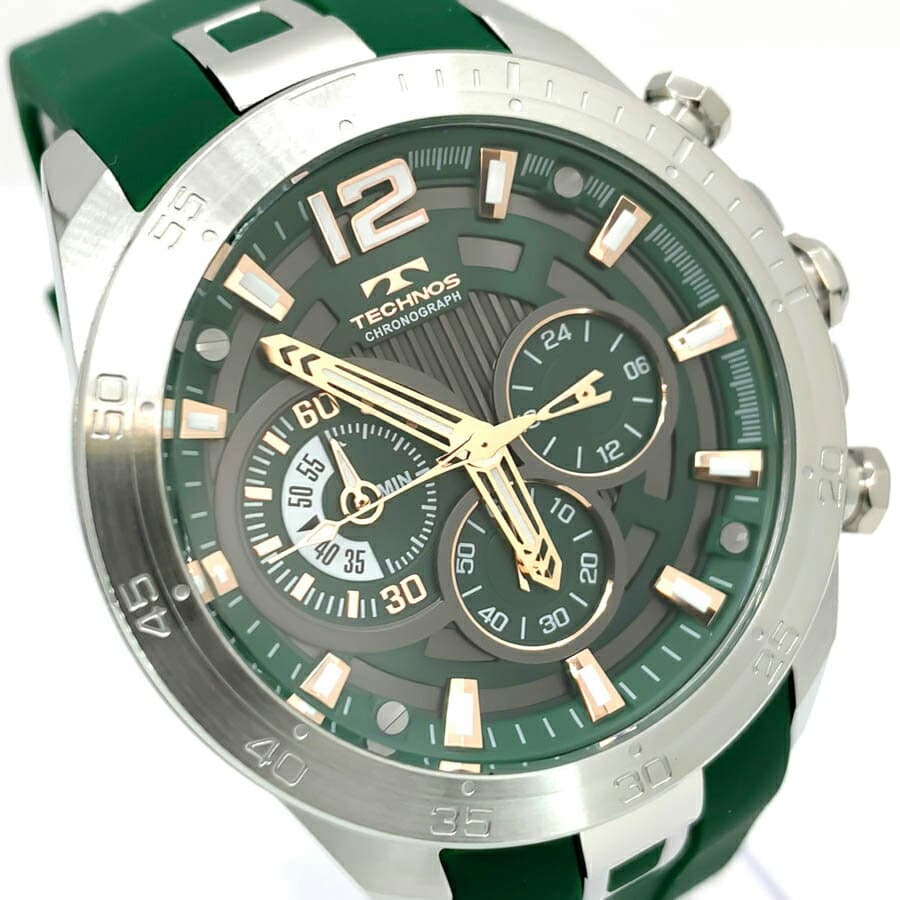 [New]TECHNOS mens quartz round 10 bar water resistant Chronograph ...