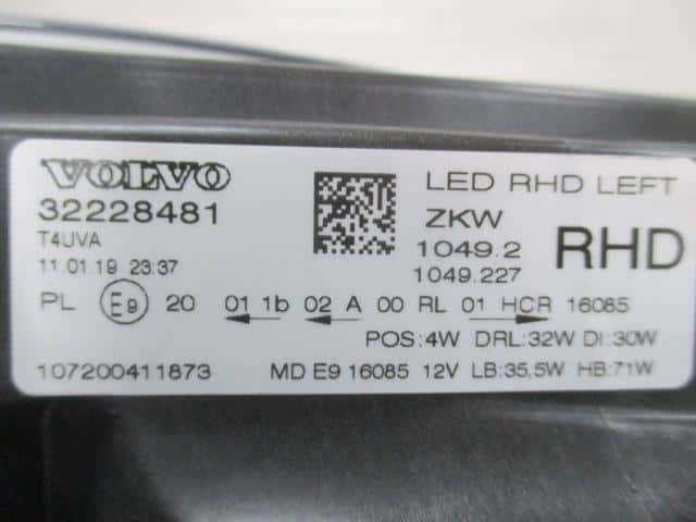 [Used]Left Headlight VOLVO Volvo 40 series 2016 DBA-MB4154T 32228481 ...