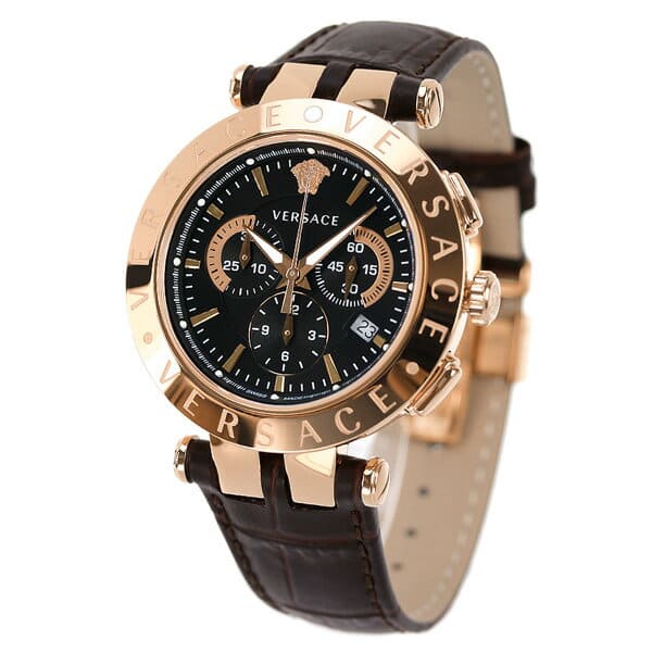 [New]Versace clock mens VERQ00320 Chronograph Black X dark brown - BE ...