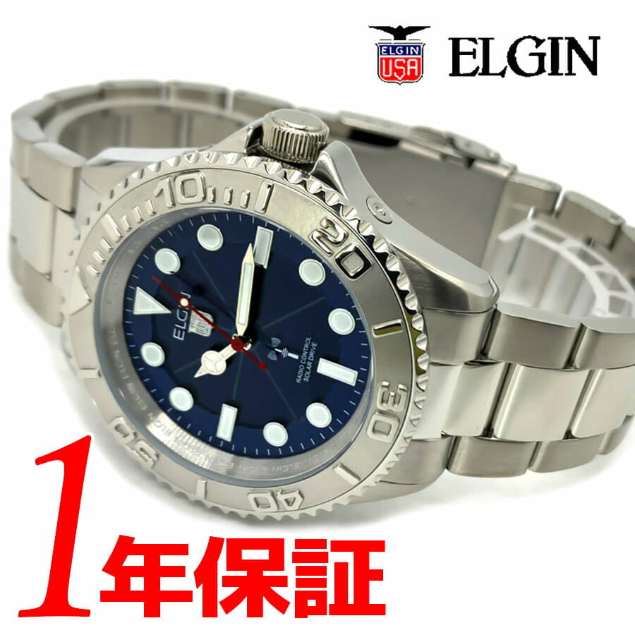 [New]ELGIN L gin mens Electric wave solar solar quartz round 10 bar ...