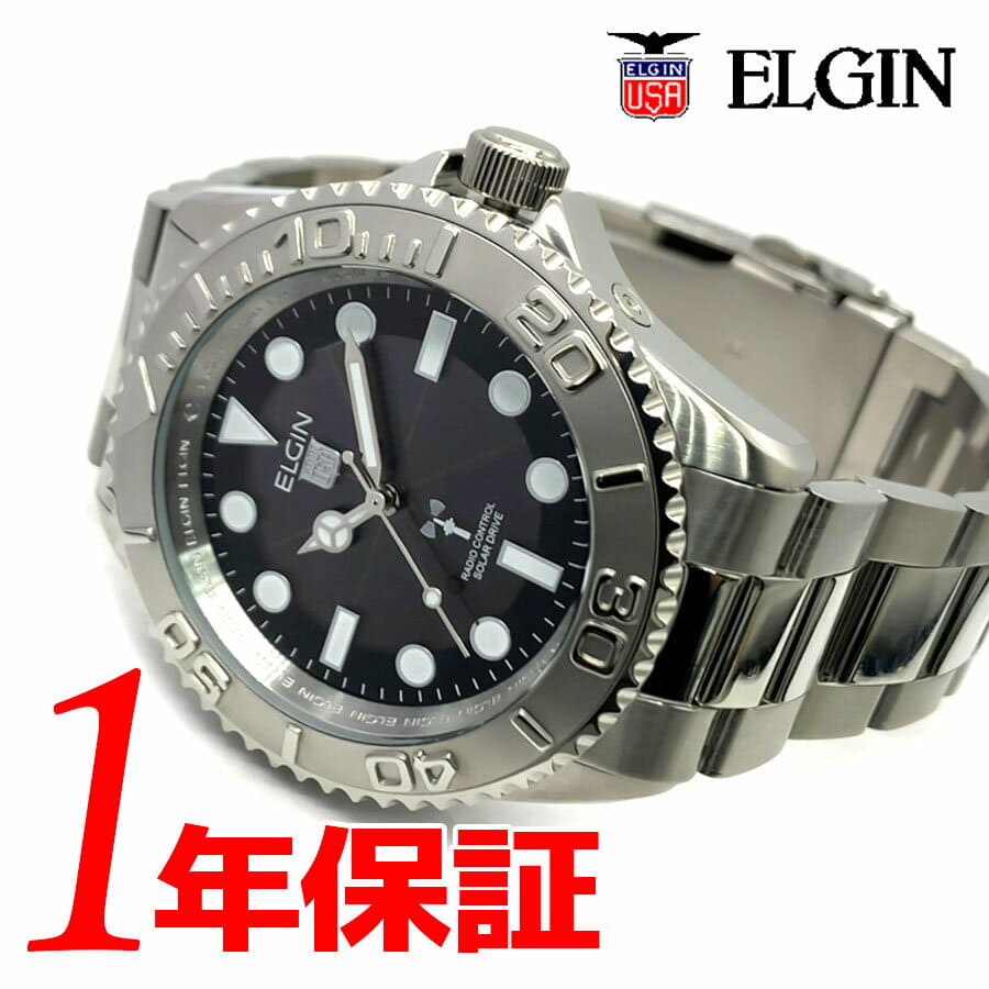 [New]ELGIN L gin mens solar quartz round 10 bar water resistant ...