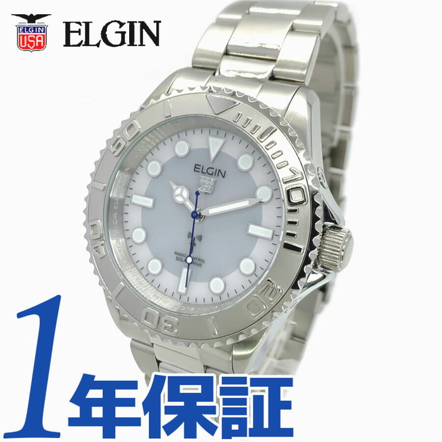 [New]ELGIN L gin Electric wave solar mens solar quartz round 10 bar ...
