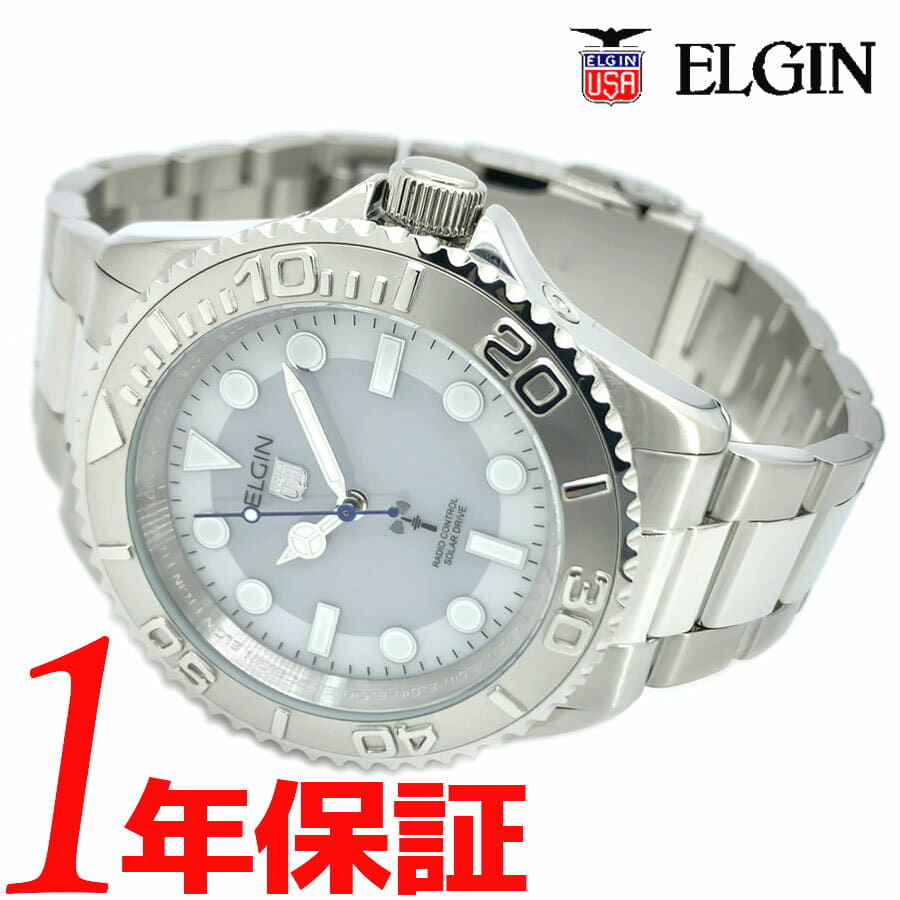 [New]ELGIN L gin Electric wave solar mens solar quartz round 10 bar ...