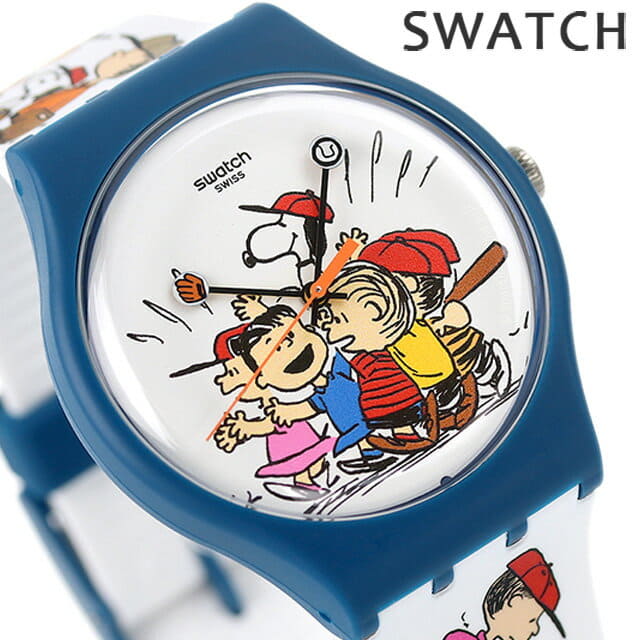 [New]Swatch SWATCH mens Ladies Peanuts collaboration quartz FIRST BASE ...