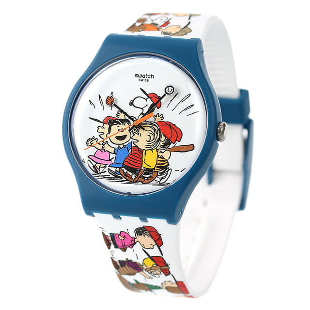 [New]Swatch SWATCH mens Ladies Peanuts collaboration quartz FIRST BASE ...