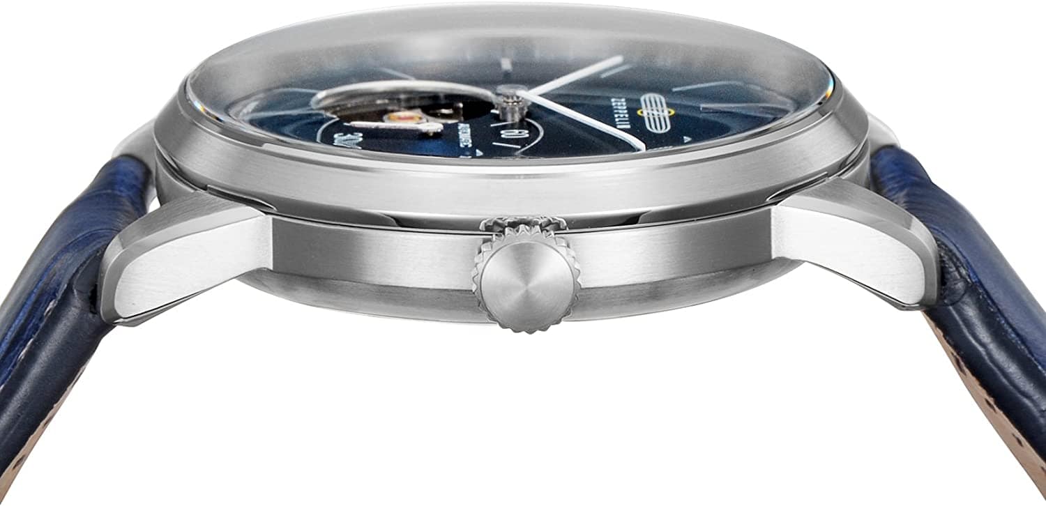 [New]Zeppelin mens blue simple leather machine type Automatic winding ...