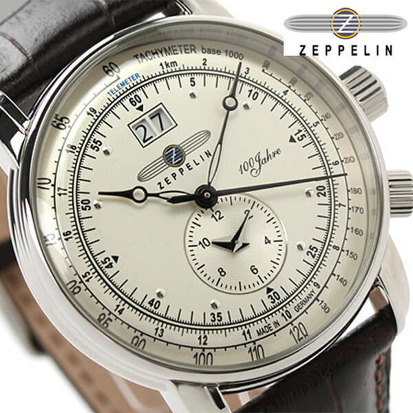 [New]It is up to 55 times in 2000 Zeppelin LZ1 dual time 7640-1 Zeppelin mens quartz ivory X ...