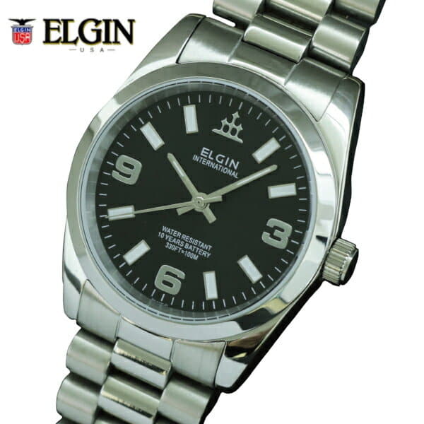 [New]ELGIN L gin FK1421S-B ten years battery mens Black dial - BE ...
