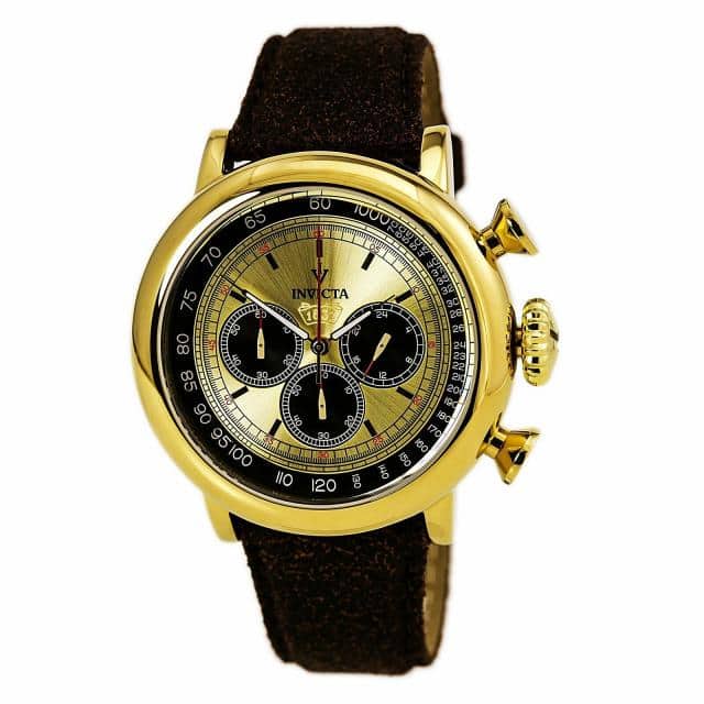 [New]Invicta accessory clock Invicta 13058 Gent's Gold Dial Brown ...