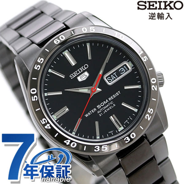 [New]All SEIKO 5 Automatic winding mens black lightning SEIKO five ...