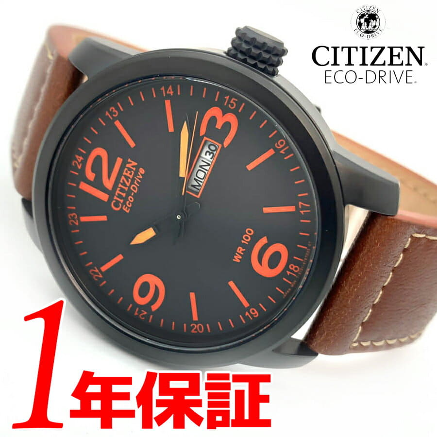 [New]Citizen Eco Drive mens solar round 100m waterproofing leather ...