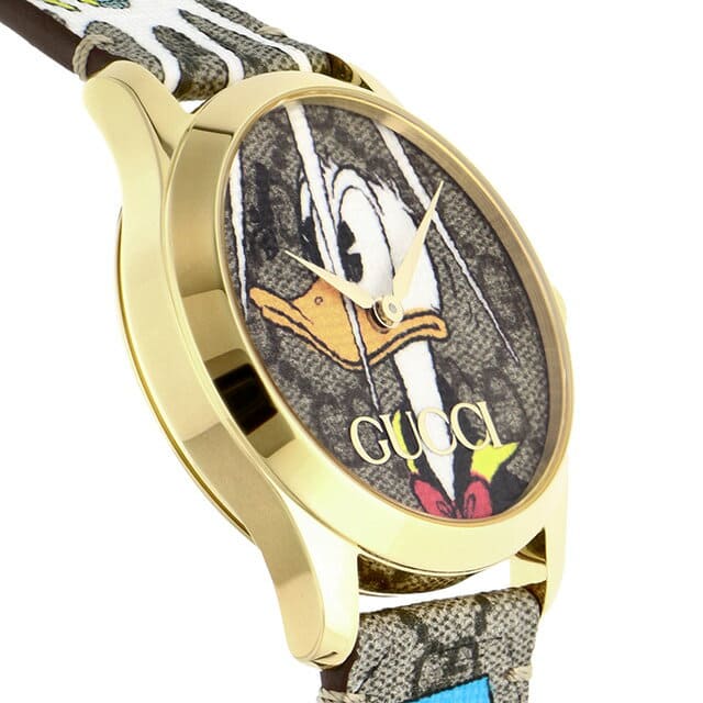 [New]Gucci G-TIMELESS quartz mens Ladies Donald Duck Disney leather ...