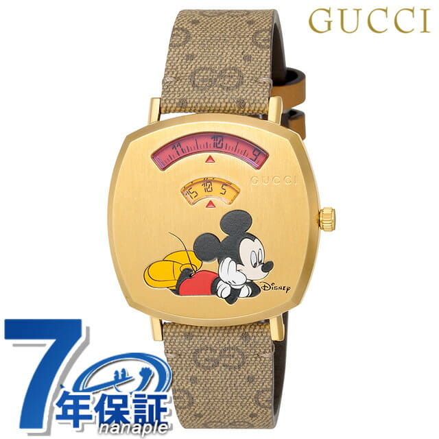 [New]Gucci grip quartz Ladies Mickey Mouse model Disney leather belt ...