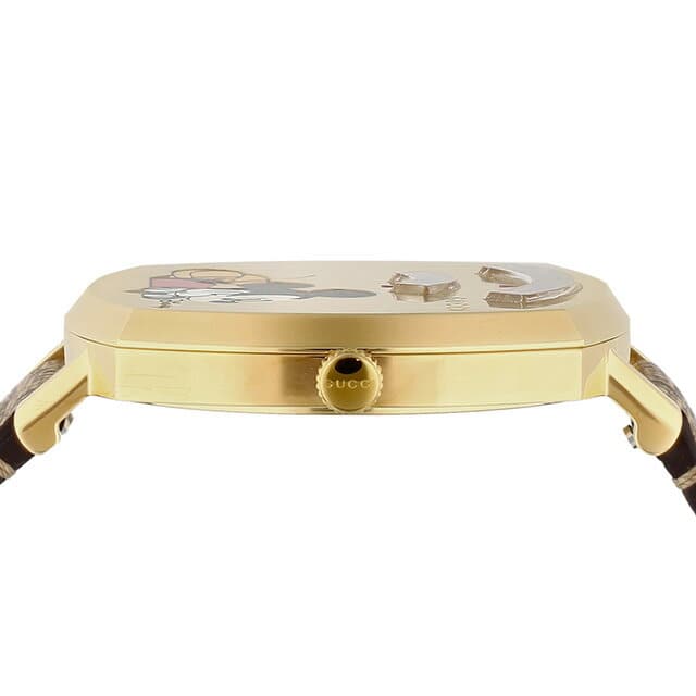 [New]Gucci grip quartz Ladies Mickey Mouse model Disney leather belt ...
