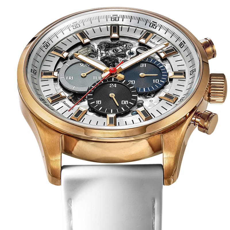 [New]Sonne hao re SONNE clock mens white skeleton Mechanical H022PG-WH ...