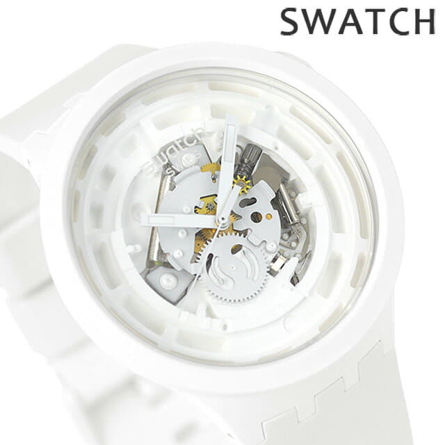 [New]Swatch SWATCH mens bioceramic quartz C-WHITE SB03W100 white white ...
