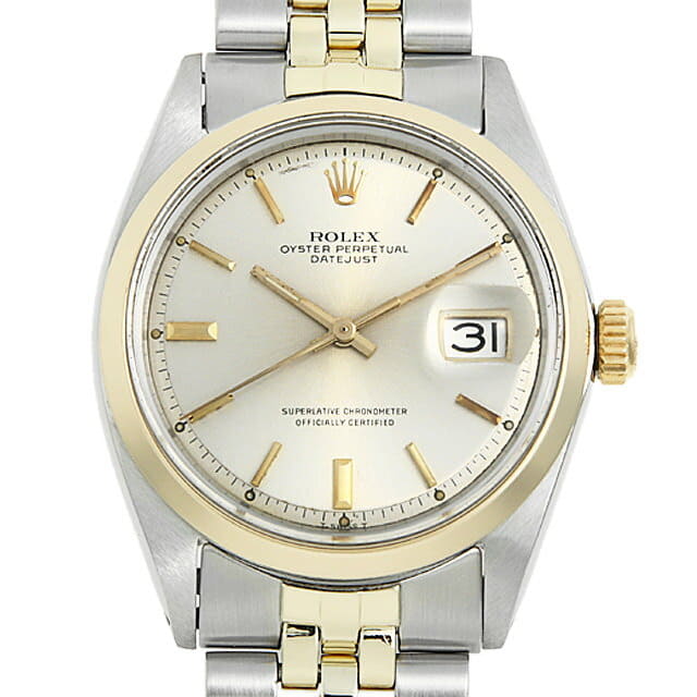 [New]up to 30,000 yen & ROLEX date just 1600 Silver bar five lines ...