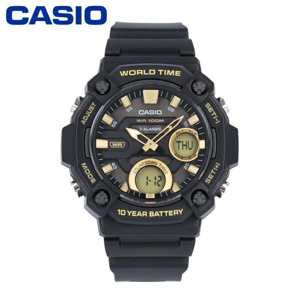 [New]CASIO Casio Casio standard clock mens waterproofing quartz two stitches resin Black Gold ...