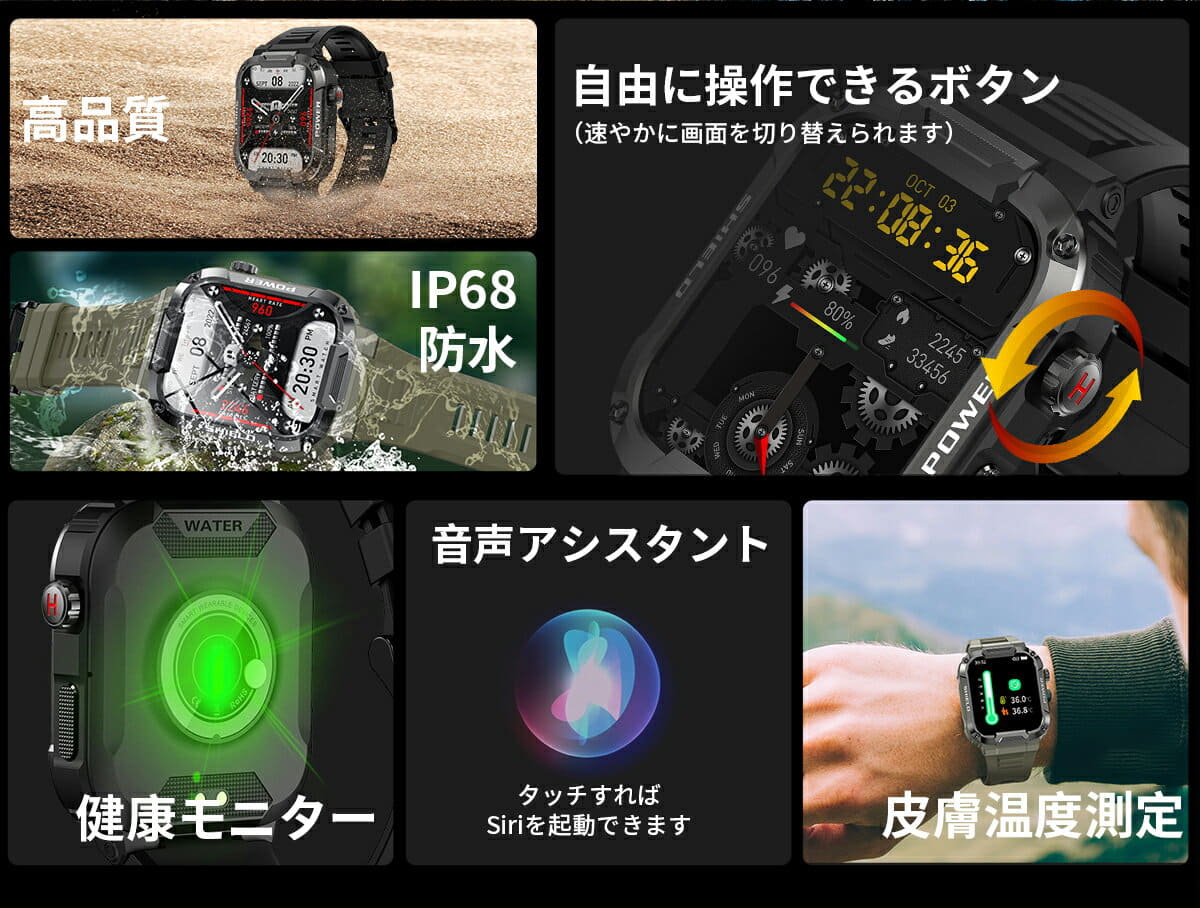 [New]Smart call function Ladies mens 1.85 inches full screen skin temperature change detection ...