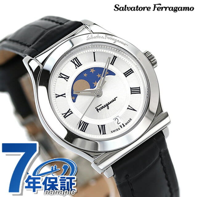 [New]Salvatore Ferragamo clock Ladies 1898 quartz moon phase leather ...