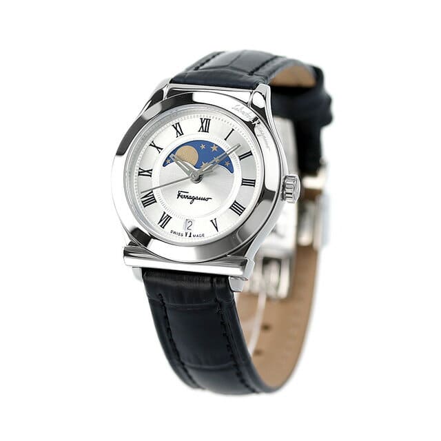 [New]Salvatore Ferragamo clock Ladies 1898 quartz moon phase leather ...
