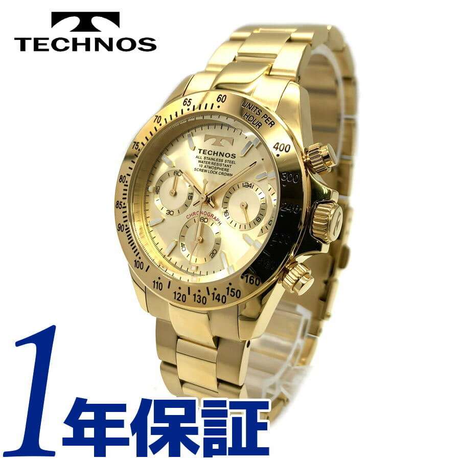[New]TECHNOS TECHNOS mens Chronograph quartz T4684GC model analog Gold ...