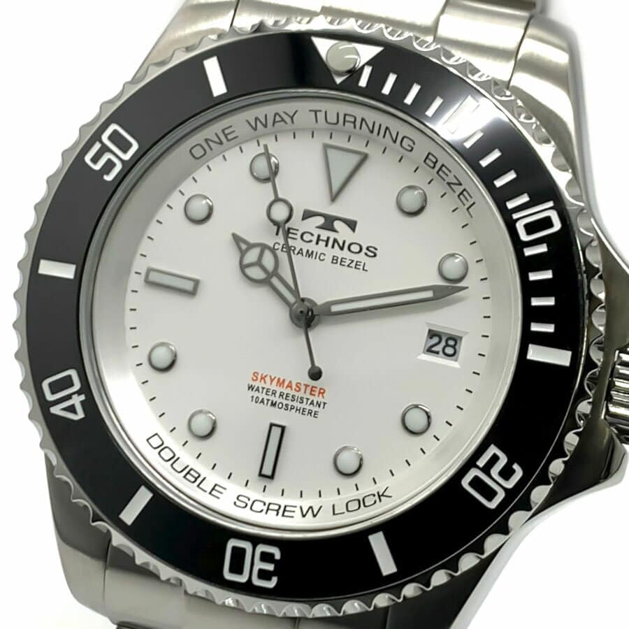 [New]Untie an expression Lew Black ceramic bezel calendar Stainless white white sense clock ...