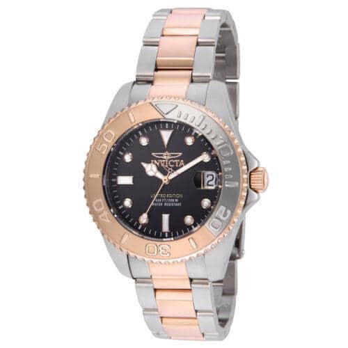 [New]Invicta 24634 Women's Pro Diver Black Dial Two Tone Rose Gold ...