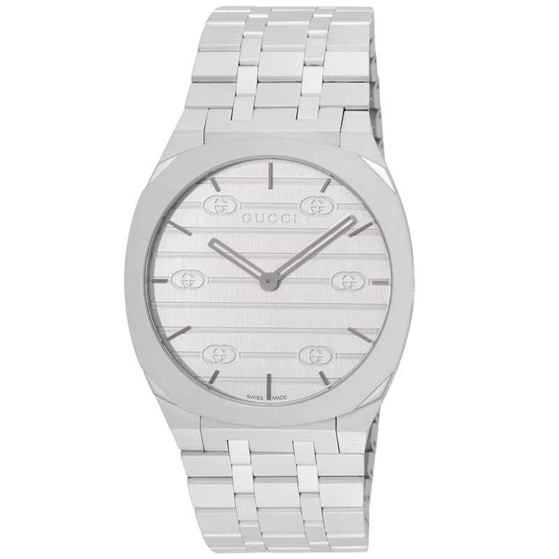 [New]Gucci GUCCI clock 25H unisex YA163407 Silver high quality - BE ...