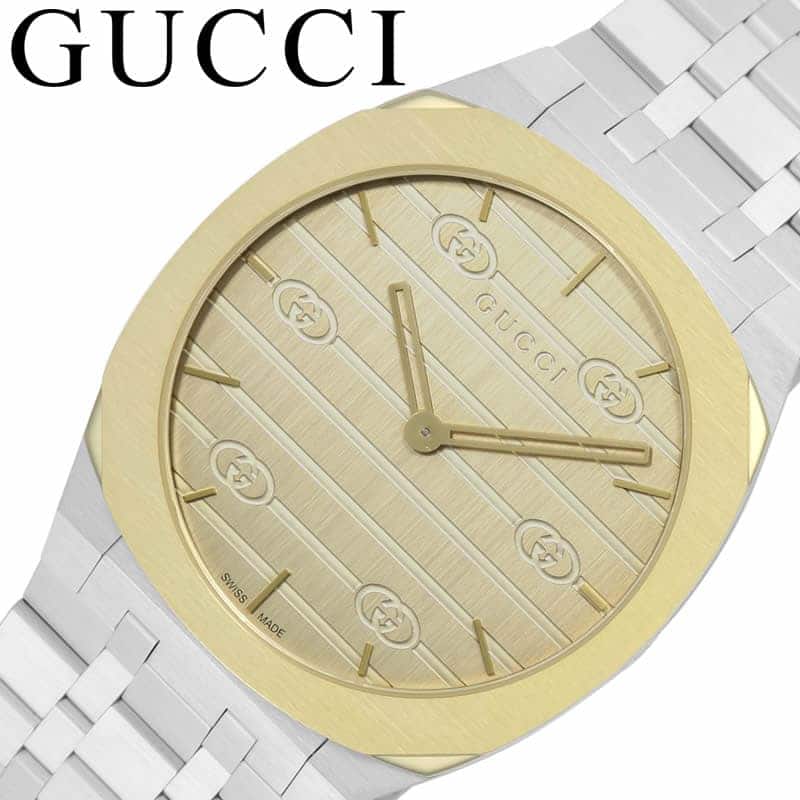 [New]Gucci GUCCI clock 25H unisex YA163405 Gold Silver high quality ...