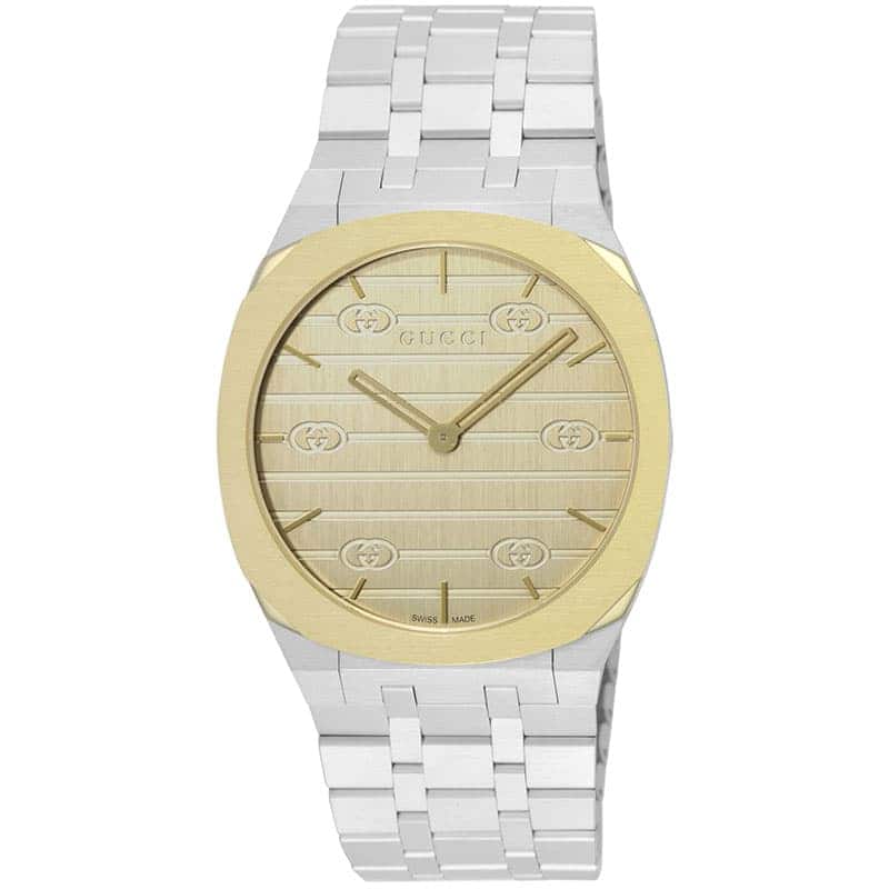 [New]Gucci GUCCI clock 25H unisex YA163405 Gold Silver high quality ...