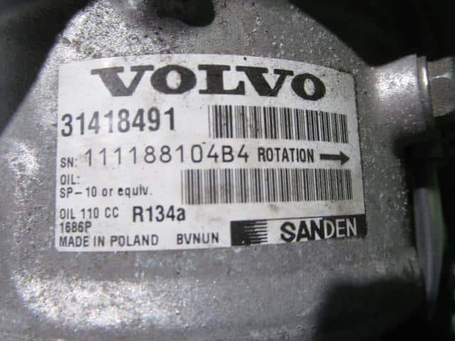 [Used]A/C Compressor VOLVO Volvo 60 series 2015 CBA-DB6304TXC 36050840 ...