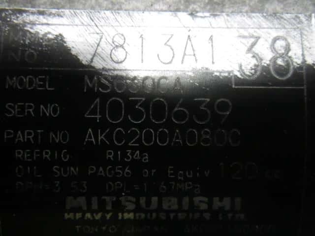 [Used]A/C Compressor MITSUBISHI Colt 2008 DBA-Z21A 7813A138 - BE ...