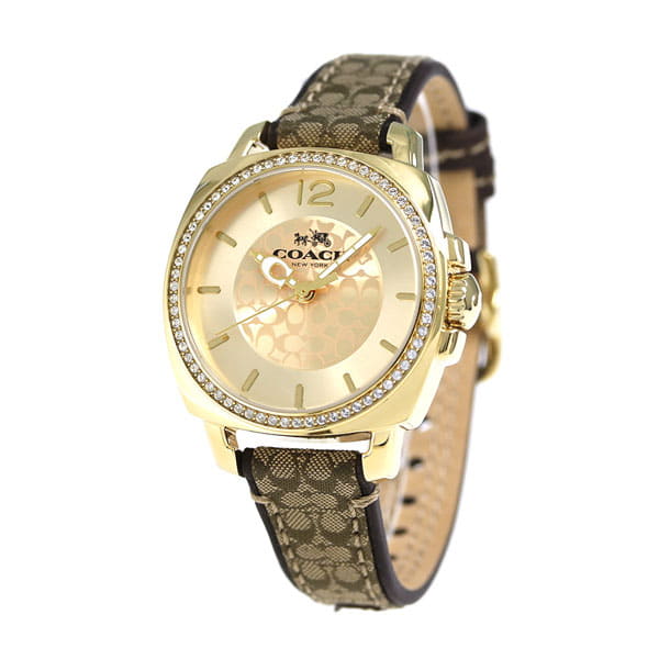 [New]Coach clock Ladies COACH boyfriend Mini quartz 14502509 Gold - BE ...