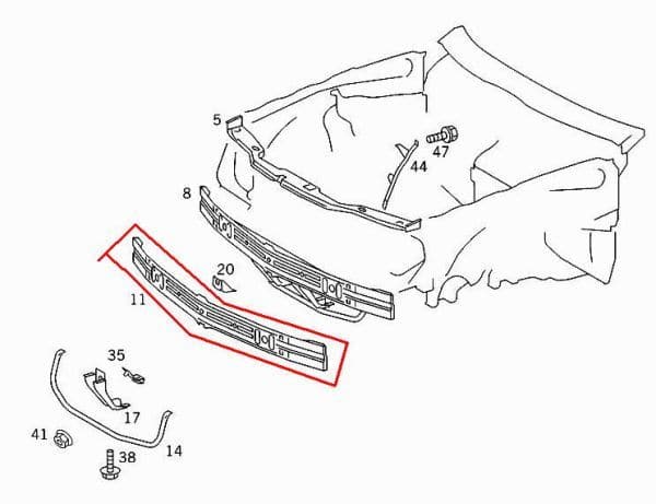 [Used] Benz W124 E220 Front bumper Lean reinforcement 1246260530 ...