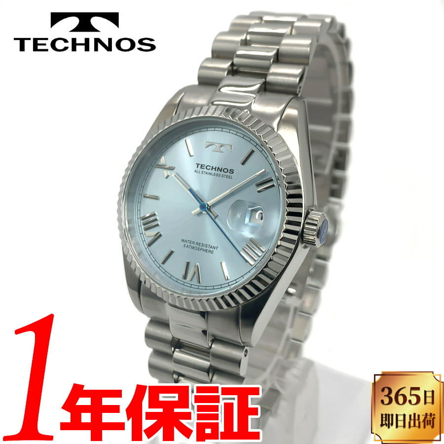 [New]TECHNOS TECHNOS mens Quartz watch analog round Stainless belt 5 ...